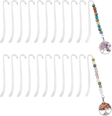 Amazon.com: 12 Pcs Beadable Bookmarks DIY Metal Blank Bar Bookmark for ...