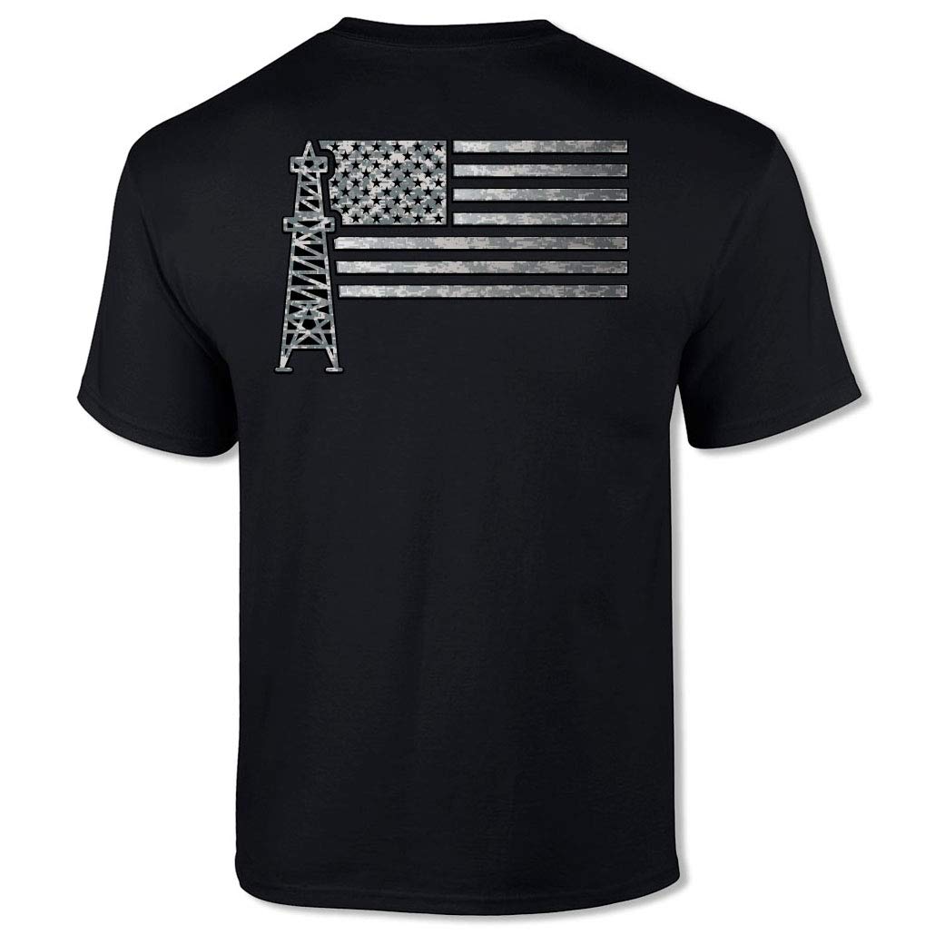 Amazon.com: Oilfield Worker American Flag Roughneck Short Sleeve Tee ...