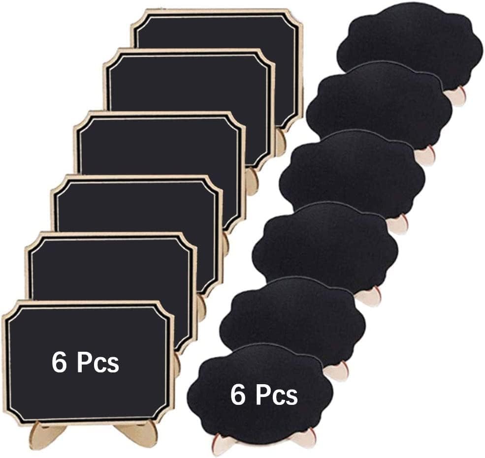 Haoser 12 Pack Mini Chalkboard Signs with Stand,Small Rectangle Wooden ...