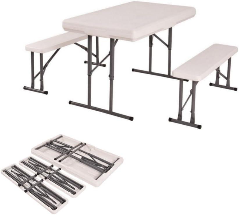 Amazon.com: Portable Folding Table & Benches Height Adjustable Outdoor ...
