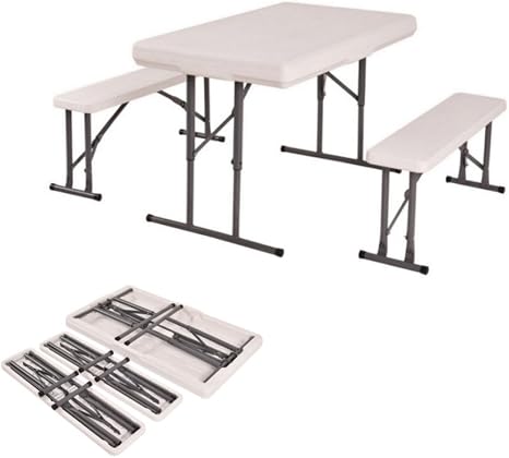 Amazon.com: Portable Folding Table & Benches Height Adjustable Outdoor ...