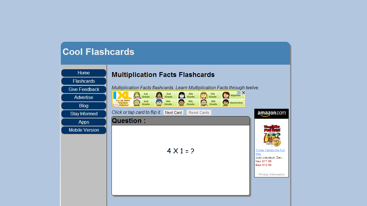 Multiplication Web Flashcards (1 - 12) - App on Amazon Appstore