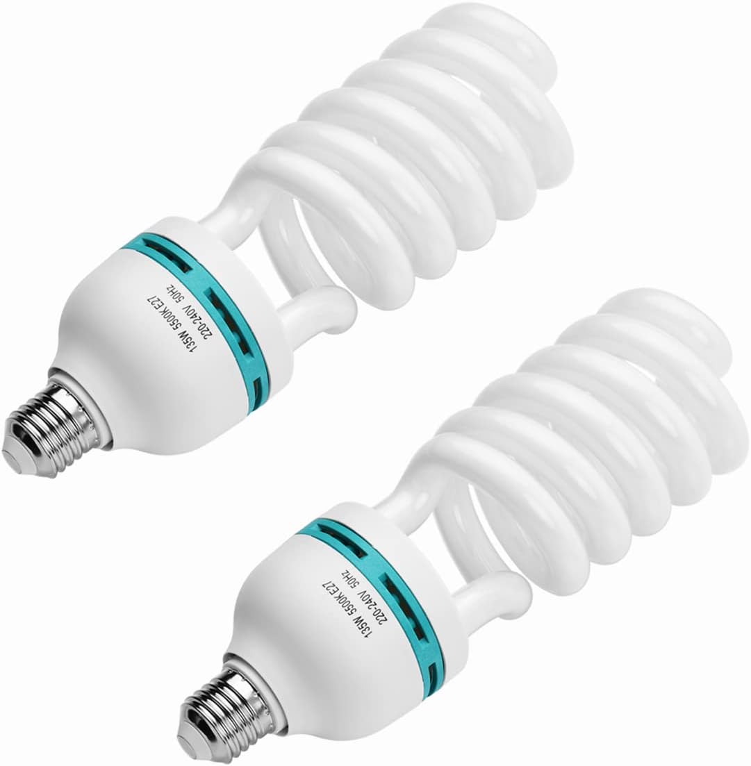 Andoer 2 x CFL Daylight White 135W 5500K CRI90, E27 Energy Saving Light ...