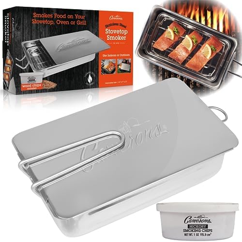 Amazon.com: Camerons Gourmet Mini Stovetop Smoker - Stainless Steel BBQ ...