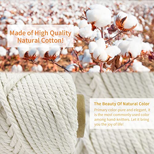 LEREATI Macrame Cord 5mm x 20m, Thick Cotton Macrame Rope Yarn Craft ...