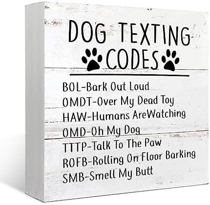 Amazon.com: Mtrgdn Dog Texting Codes Rustic Dog Wood Box Sign Desk ...