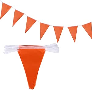 Amazon.com: MECCANIXITY 50 Feet Orange Pennant Banner Flags String ...