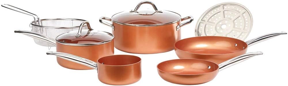 Amazon.com: Copper Chef Cookware 9-Pc. Round Pan Set, Aluminum and ...