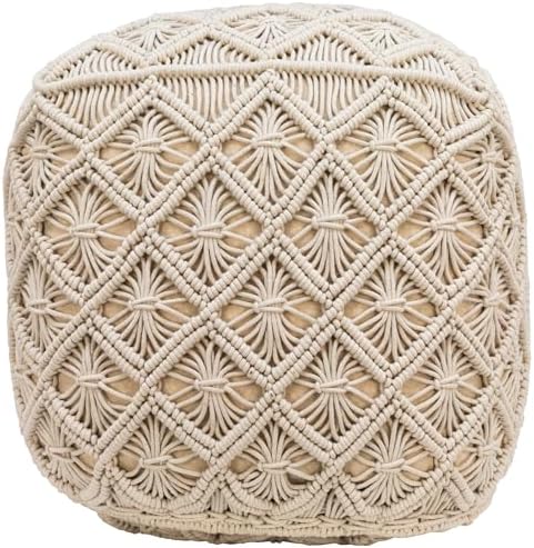 Amazon.com: Northlight 18" Beige Handmade Macramé Natural Cotton Square ...