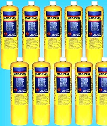 10 X MAPP Map Plus 435g Bottle Disposable Gas Cylinder plumbers torch ...