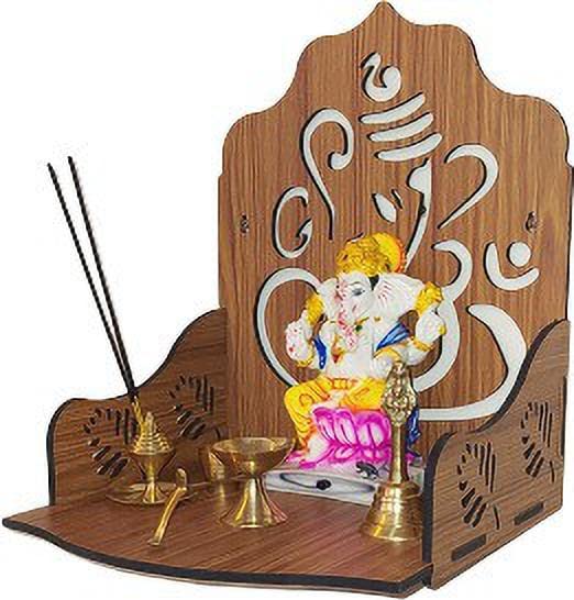 EWA Wooden Mandir for Home Puja Ghar Small Temple Stand Wall Hanging ...