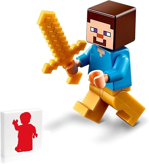 LEGO Minecraft Minifigure - Steve with Gold Legs, Gold Sword and Side ...