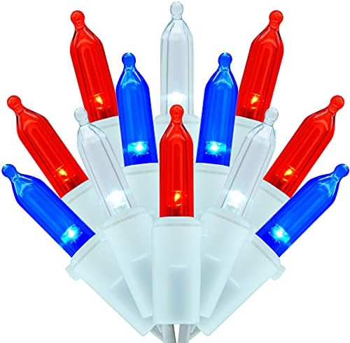 Amazon.com: SWEET SHINE 200 Count Red White and Blue LED Christmas ...