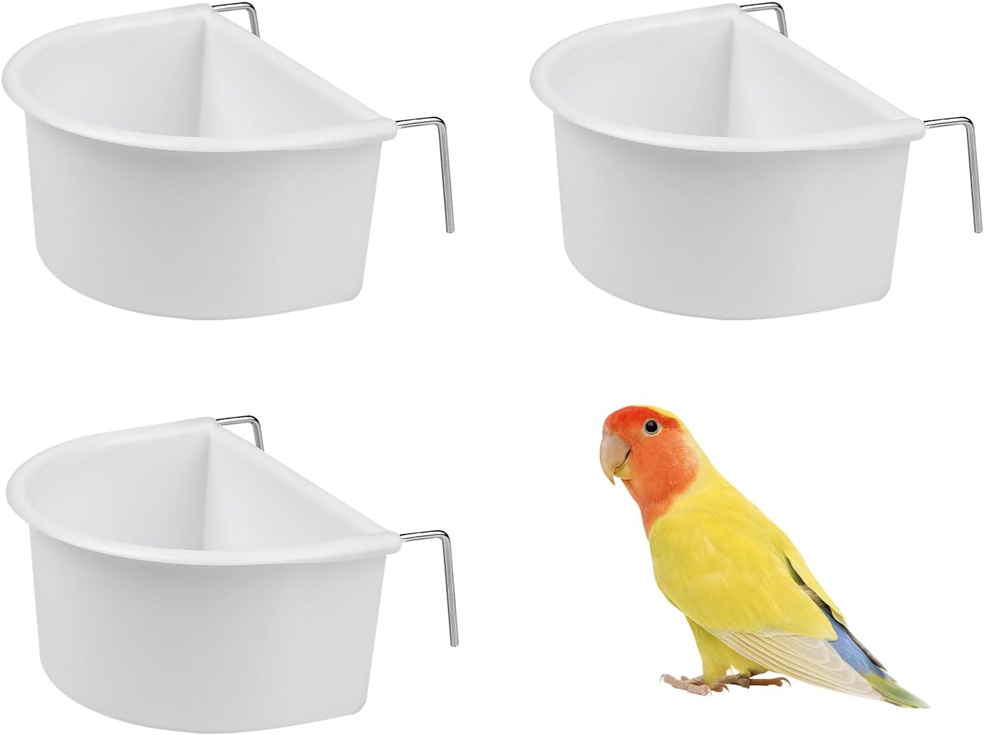 AOVNA Bird Feeding Dish D-shaped Plastic Bird Food Bowl with Hook ...