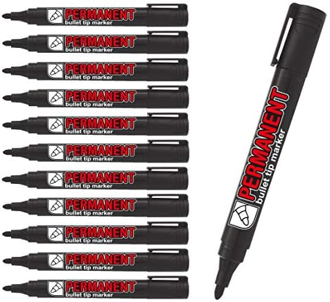CROWN Permanent Markers Bullet Tip Markers - Pack Of 12 - Permanent Ink ...
