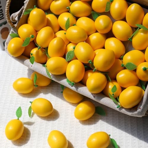 Amazon.com: 30Pcs Artificial Lemons Fruits Realistic Yellow Mini Fake ...