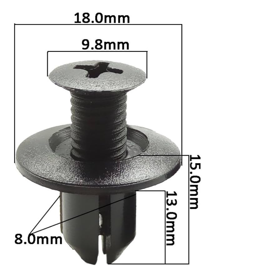 amiciAuto 8 mm Car Plastic Screw Fasteners for Car Bumper Mudguard, 10 ...