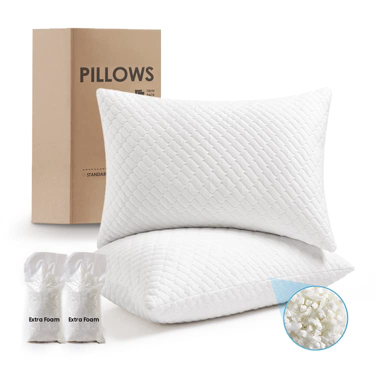 Dreamhood Memory Foam Pillows Queen for Sleeping Adjustable Fill Bed ...