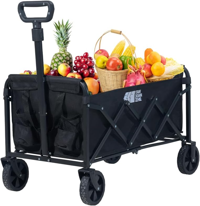 Amazon.com: Collapsible Folding Wagon, Heavy Duty Foldable Wagon with ...