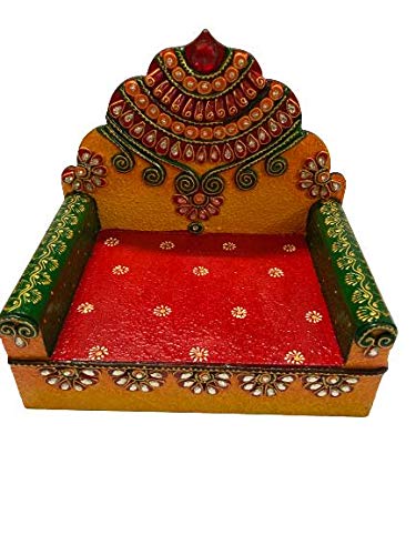 Buy Ethnic Hand Craft Wooden Emboss Work Singhasan for Mandir/ Idol ...