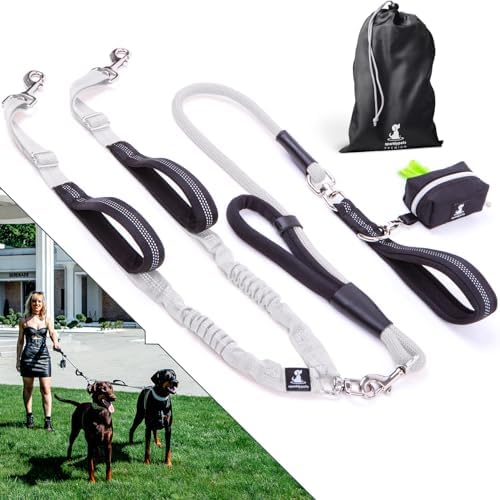 Premium Double Leash for Two Dogs – Shock Absorbing Anti Pull Double ...