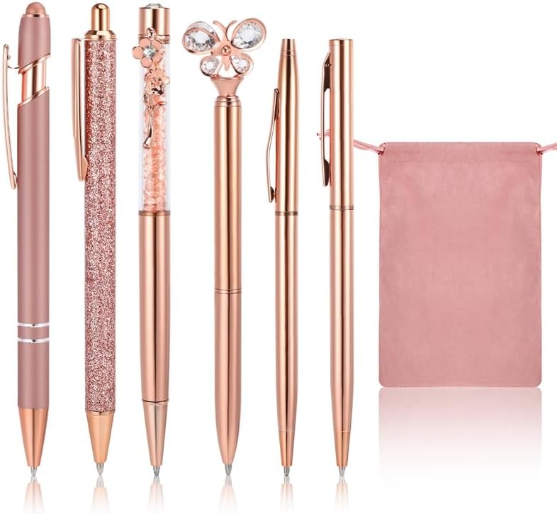 FANTESI 6Pcs Ballpoint Pens Personalized Bling Metal Pens Crystal ...