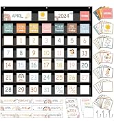 Amazon.com: QOUBAI 120Pcs Classroom Calendar Pocket Chart Boho Rainbow ...