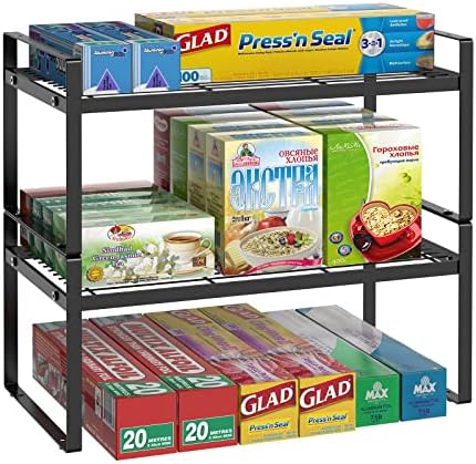 2-Pack Stackable Kitchen Shelf, Kitchen Cupboard Cabinet Organizer ...