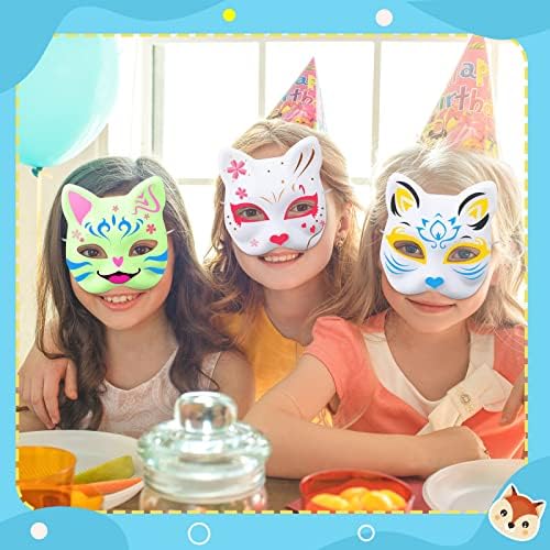 Amazon.com: Honoson 20 Pcs Cat Face Masks White Paper Animal Mask for ...