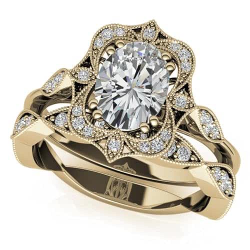 Amazon.com: 3 CT Oval Cut Moissanite Engagement Ring Set For Women ...