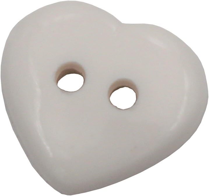 Pack of 10 Cute Small Heart Buttons Plastic White 2 Holes 12 mm Heart ...
