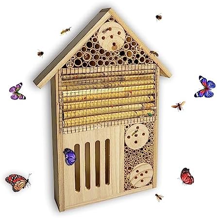 Amazon.com: Natural Wood Insect Hotel Bug Butterfly House Bee Box ...