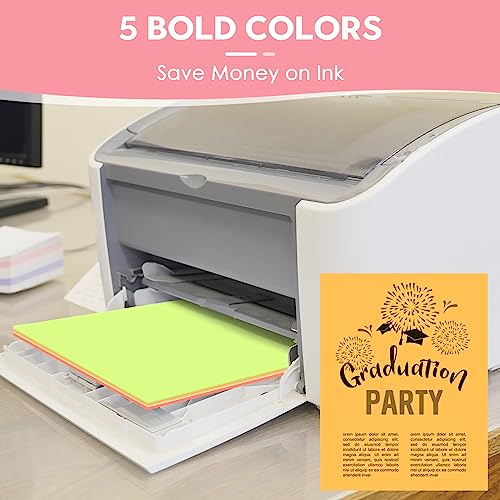 Snapklik.com : 50 Sheets Neon Colored Copy Paper 8.5 X 11 Assorted ...