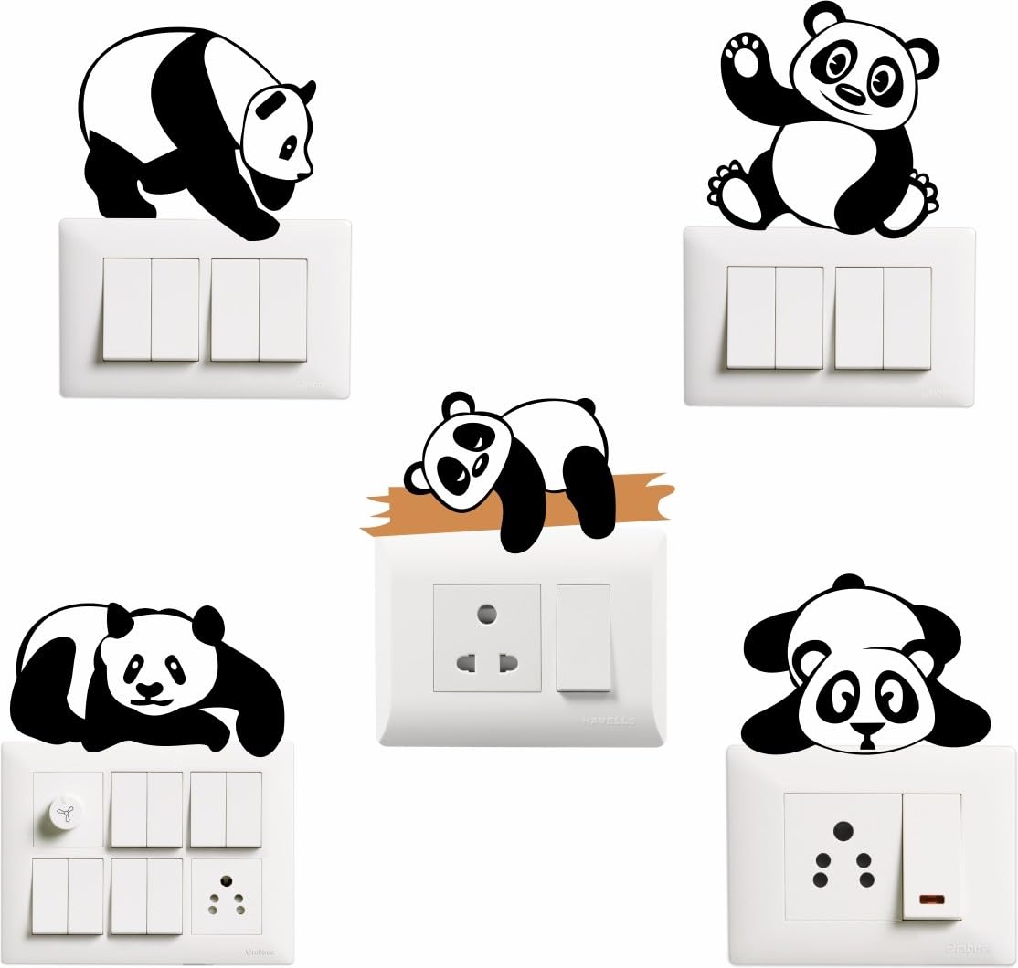 Buy Sleeping and Funny Panda Wall Sticker & Switch Board Sticker Set 5 ...
