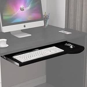 DOUKI Pull Out Keyboard and Mouse Tray Under Desk Slide-Out Keyboard ...