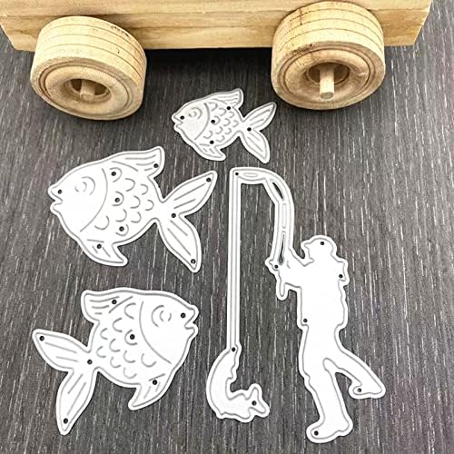 Amazon.com: GLOBLELAND Fishing Cutting Dies for DIY Scrapbooking Metal ...