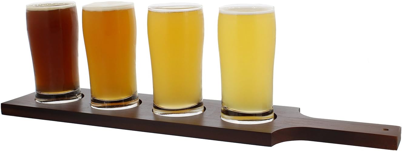Amazon.com | Beer Flight Set with (1) Wooden Flight Paddle and (4) 5oz ...