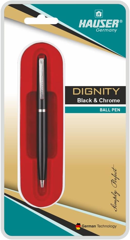 Amazon.com : Hauser Dignity Black & Chrome Ball Pen Blister Pack ...