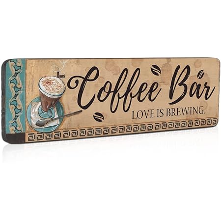 Amazon.com: Coffee Bar Decor Wood Hanging Coffee Signs - Stylish Coffee ...