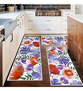 Amazon.com: Ileading Floral Kitchen Rugs Sets of 3 Piece Abstract ...