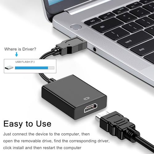 USB to HDMI Adapter, USB 3.0 to HDMI 1080P Video Audio Converter ...