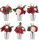 Amazon.com: TINGE TIME 11 Inch Wedding Bouquets for Bride, Burgundy ...