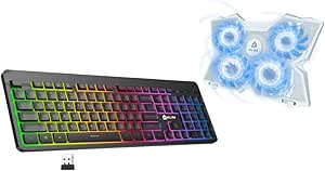 Amazon.com: KLIM Light V2 Rechargeable Wireless Keyboard Slim Durable Ergonomic - Backlit and ...