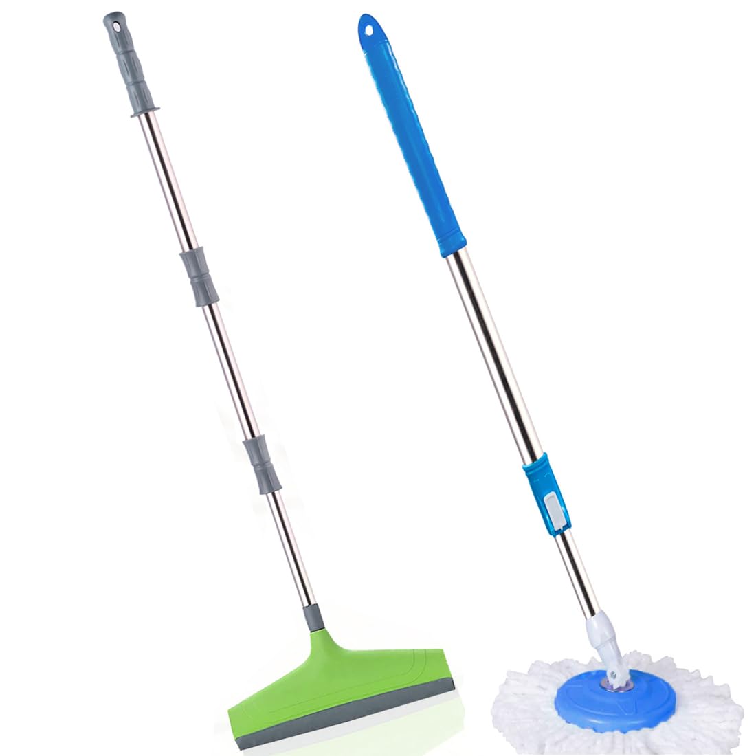 V-Mop Classic Blue Mop Stick + Stainless Steel Floor Wiper (Combo) FF ...