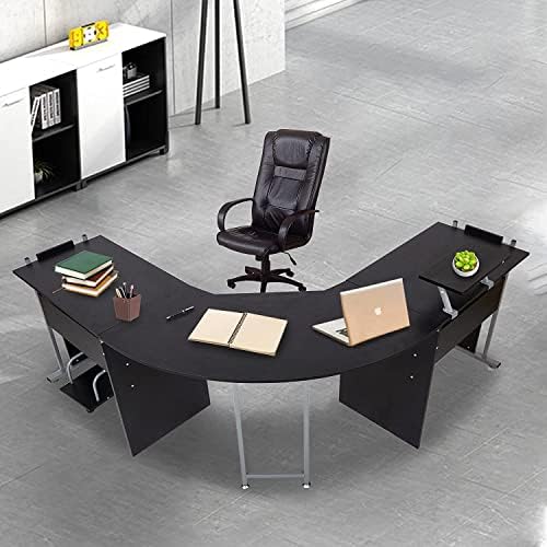 Amazon.com: COSTWAY L-Shaped Corner Desk, Convertible Computer Desk ...