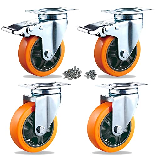 4 Inch Casters Set of 4 Heavy Duty,1800lbs Heavy Duty Casters with ...