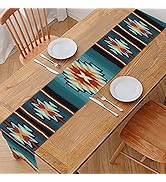 Amazon.com: Jiueut Turquoise Table Runner,Southwestern Aztec Native ...