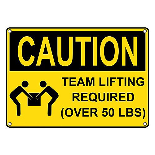 Amazon.com: Weatherproof Plastic OSHA Caution Team Lifting Required ...