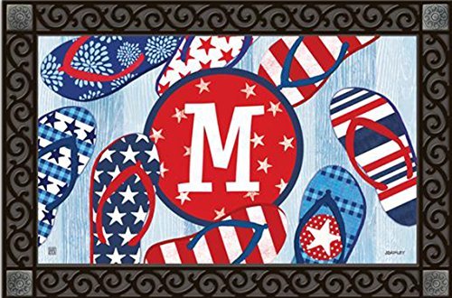 Freedom Flip Flops Monogram M Doormat Indoor/Outdoor Patriotic Letter M ...