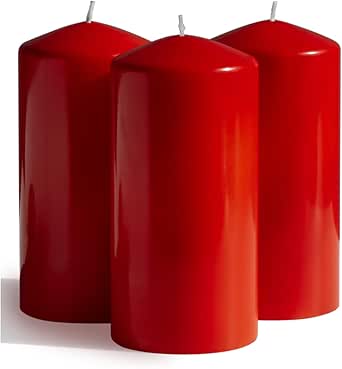 Amazon.com: CANDWAX 3x6 inch Red Pillar Candle Set of 3 - Large Pillar ...